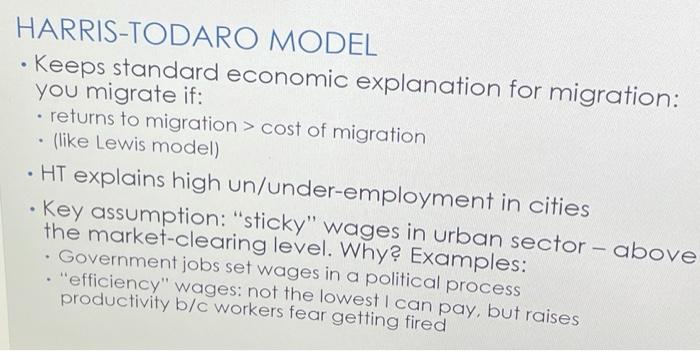 Harris-Todaro Model. Harrisville's economy operates | Chegg.com