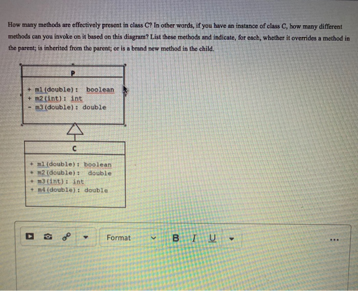 Solved How many methods are effectively present in class C? | Chegg.com