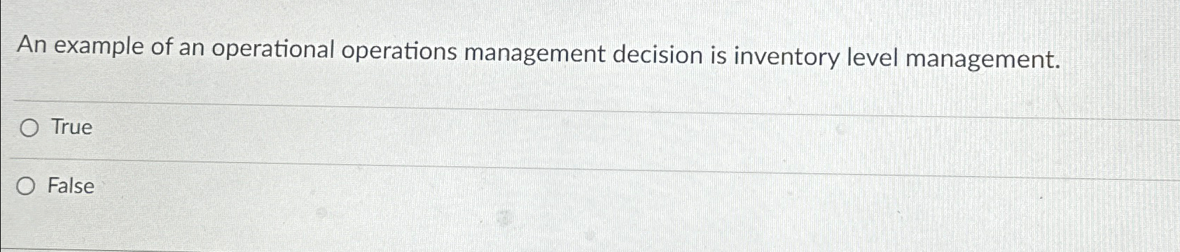 Solved An example of an operational operations management | Chegg.com