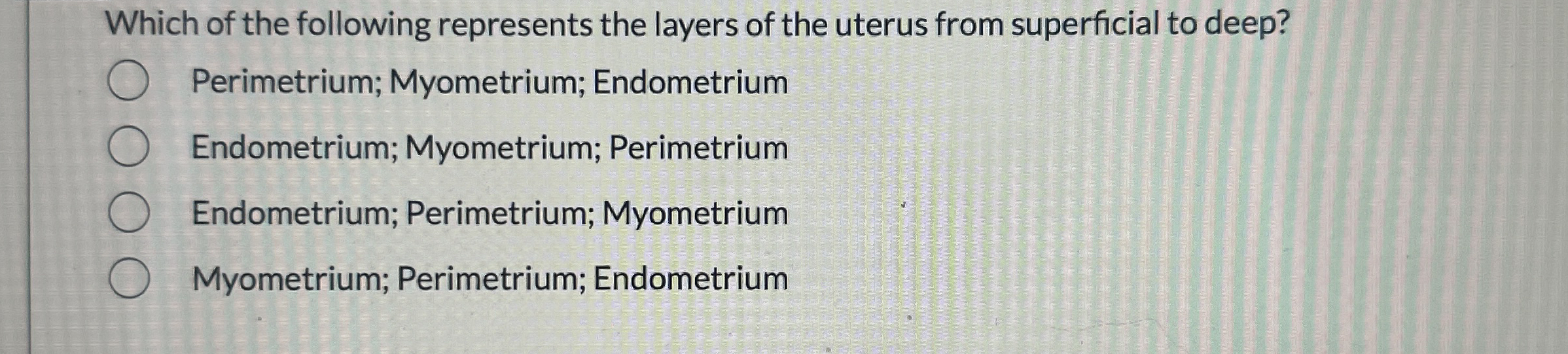 Solved Which of the following represents the layers of the | Chegg.com