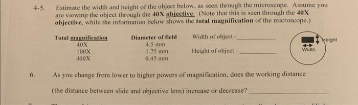Solved 4-5. Estimate the width and height of the object | Chegg.com