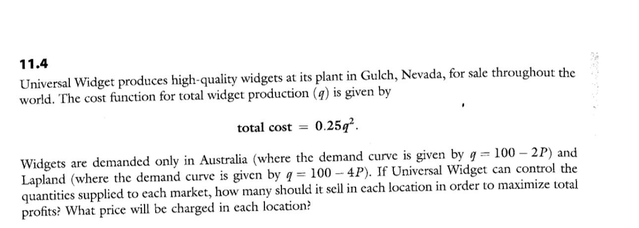 Solved 11.4Universal Widget produces high-quality widgets at | Chegg.com