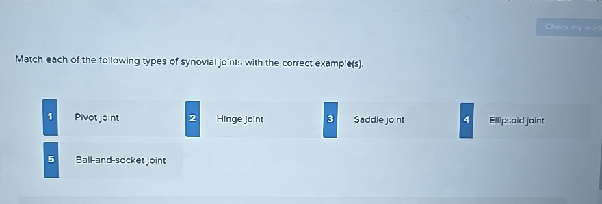 Solved Match each of the following types of synovial joints | Chegg.com