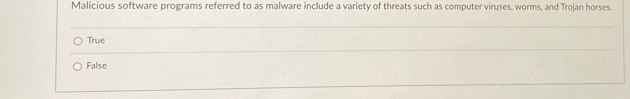 Solved Malicious software programs referred to as malware | Chegg.com