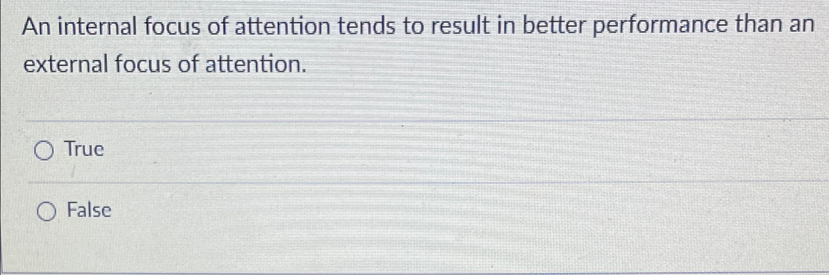 Solved An internal focus of attention tends to result in | Chegg.com