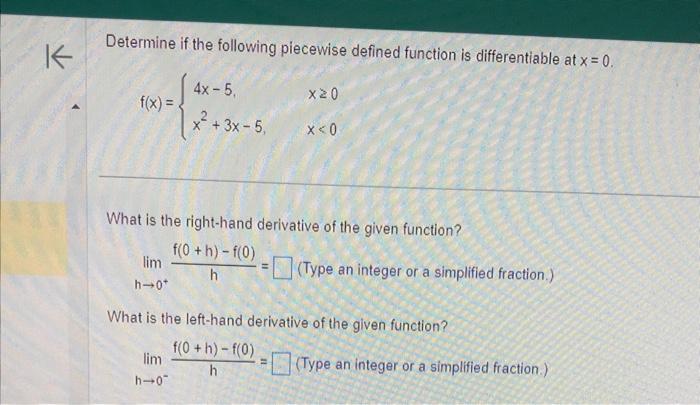 Solved Determine if the following piecewise defined function | Chegg.com