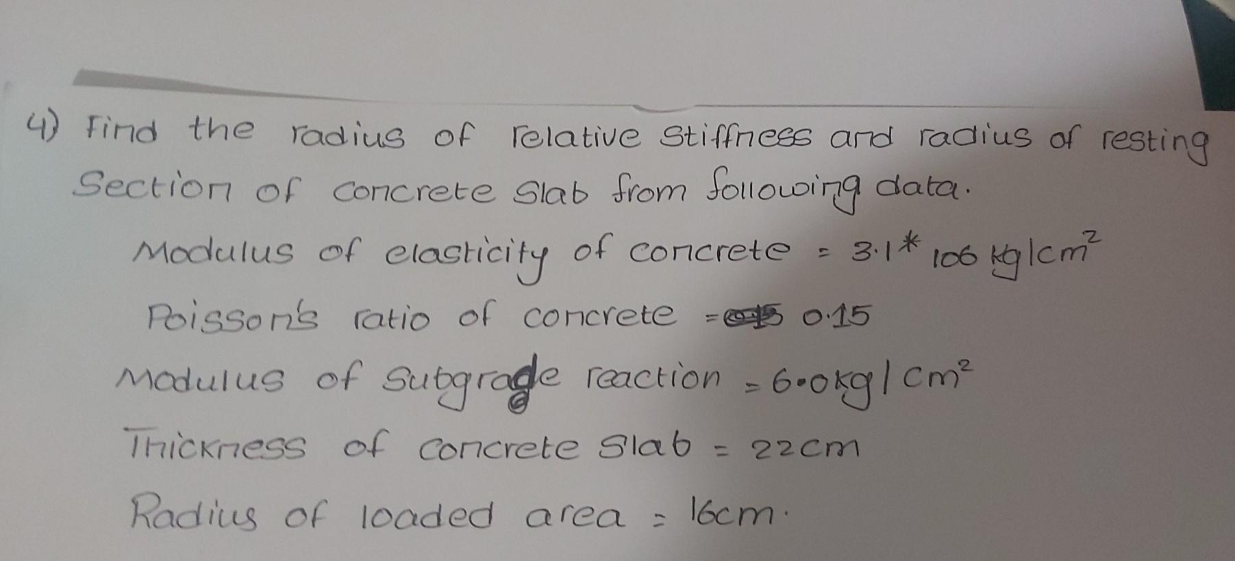 Solved 4) Find the radius of relative Stiffness and radius | Chegg.com