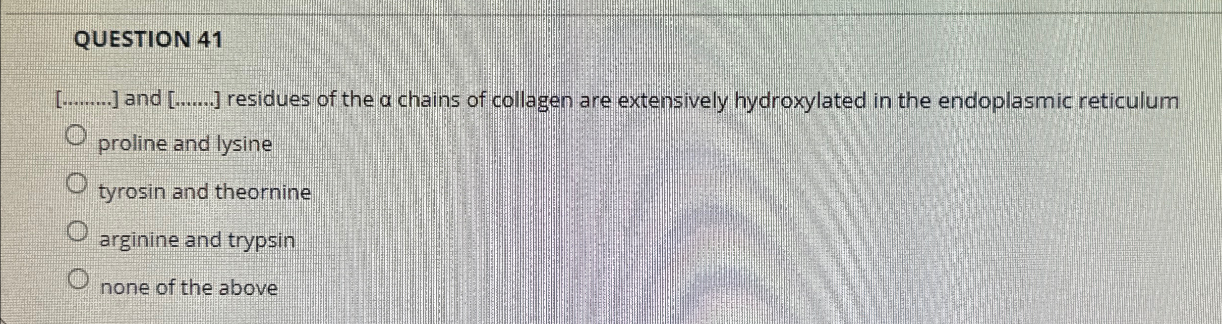 Solved QUESTION 41q, ] ﻿and q, ] ﻿residues of the a chains | Chegg.com