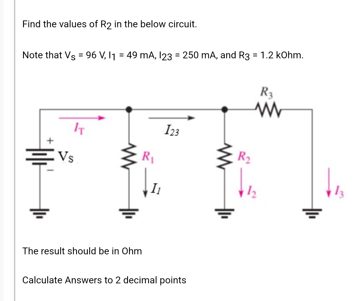 Solved Find the values of R2 ﻿in the below circuit.Note that | Chegg.com