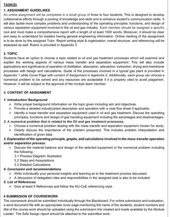 TASKS) 1. ASSIGNMENT GUIDELINES An online assignment | Chegg.com