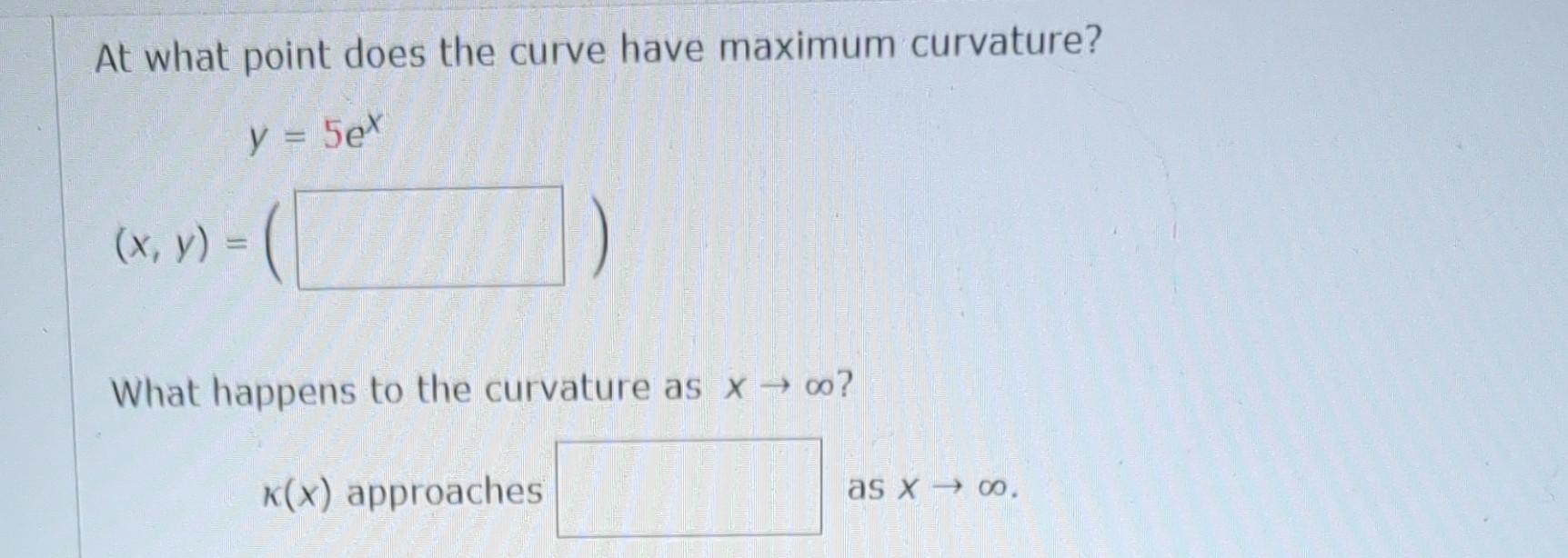 Solved At what point does the curve have maximum curvature? | Chegg.com