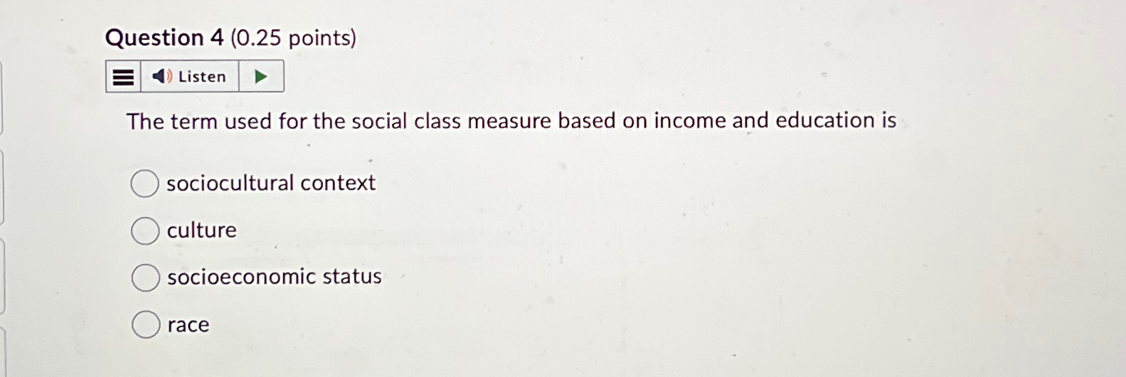Solved Question 4 ( 0.25 ﻿points)The term used for the | Chegg.com