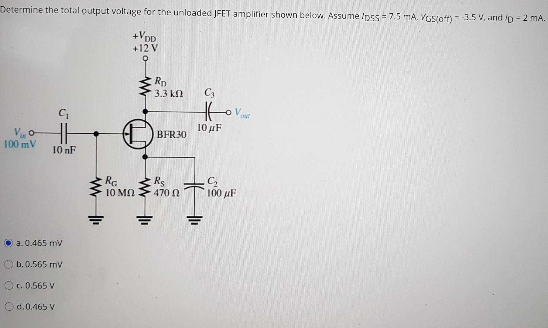 Solved Determine the total output voltage for the unloaded | Chegg.com