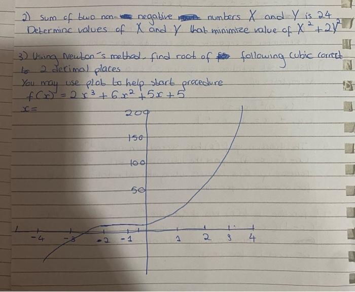 Solved 2) sum of two non negative numbers X and Y is 24 | Chegg.com