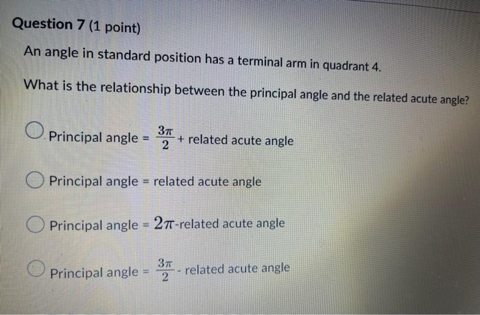 Solved An angle in standard position has a terminal arm in | Chegg.com