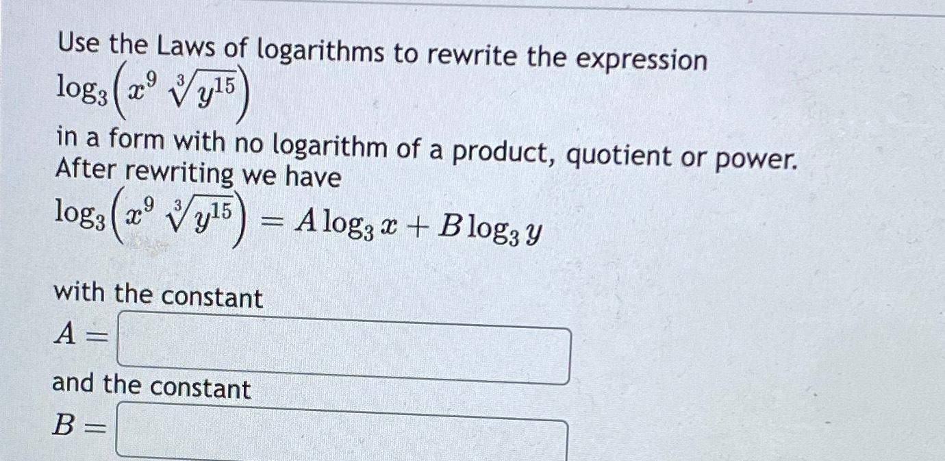 Solved Use the Laws of logarithms to rewrite the expression | Chegg.com