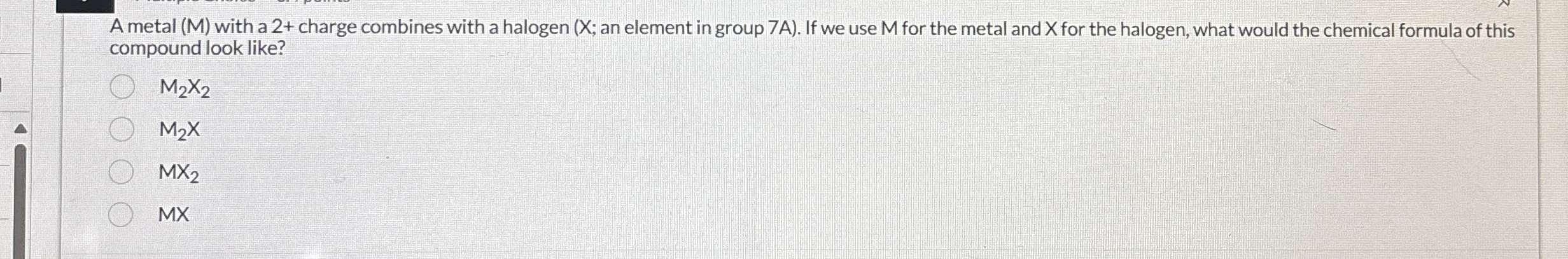 Solved A metal (M) ﻿with a 2+ ﻿charge combines with a | Chegg.com
