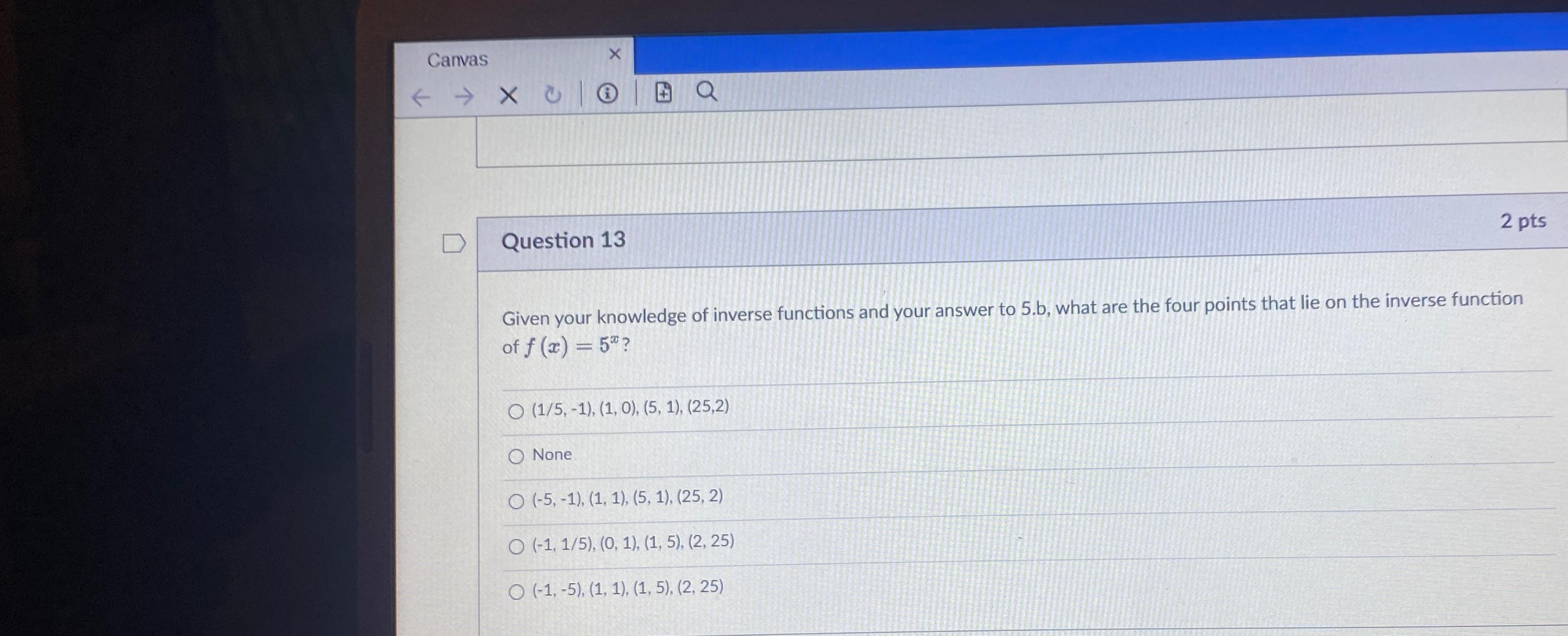 Solved Question 132 ﻿ptsGiven your knowledge of inverse | Chegg.com