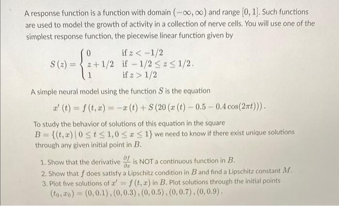 Solved A response function is a function with domain (−∞,∞) | Chegg.com