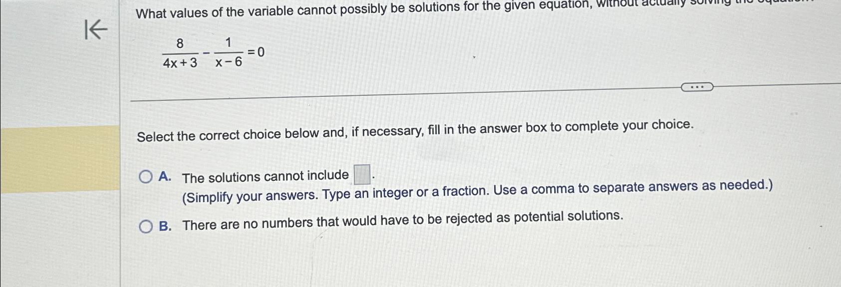 Solved What values of the variable cannot possibly be | Chegg.com