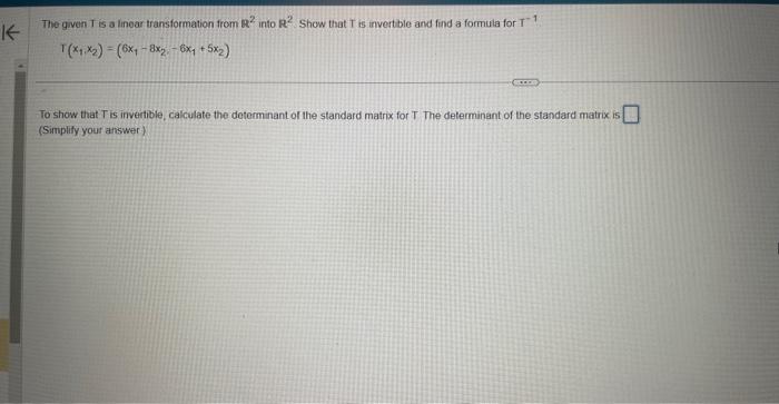 Solved The given T is a linear transformation from R2 into | Chegg.com