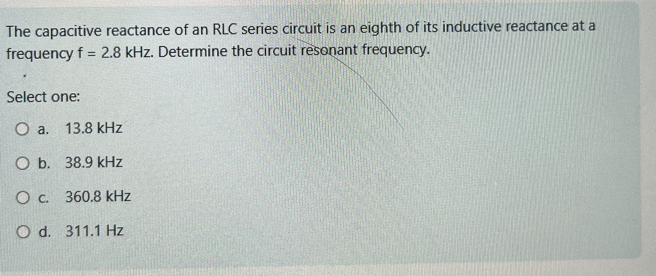 Solved The capacitive reactance of an RLC series circuit is | Chegg.com