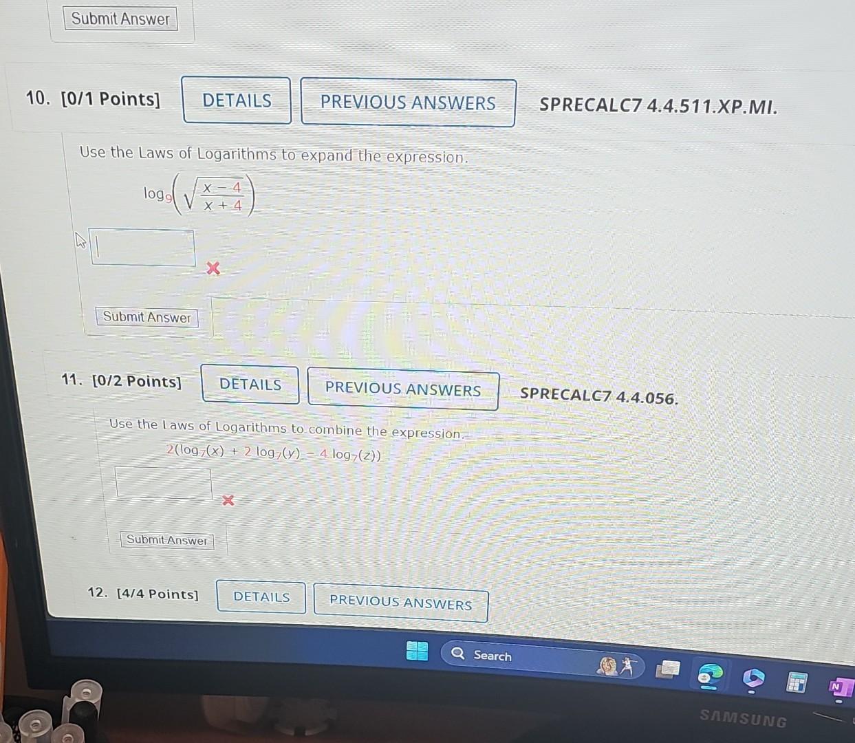 Solved Submit Answer 10. [0/1 Points] Submit Answer Use the | Chegg.com