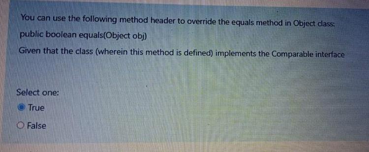 Solved You can use the following method header to override | Chegg.com