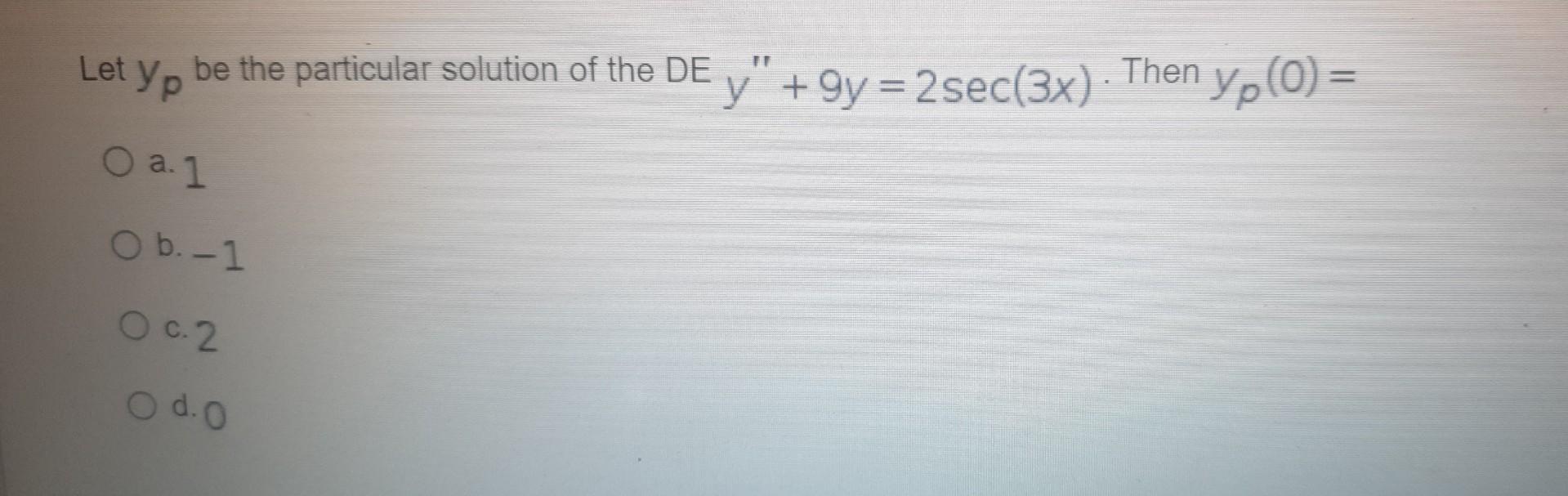 Solved Let yp be the particular solution of the | Chegg.com