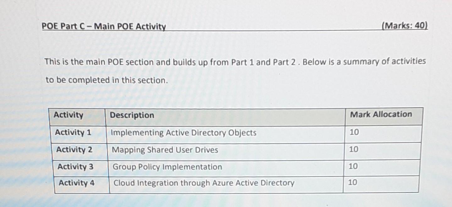 Solved This is the main POE section and builds up from Part | Chegg.com