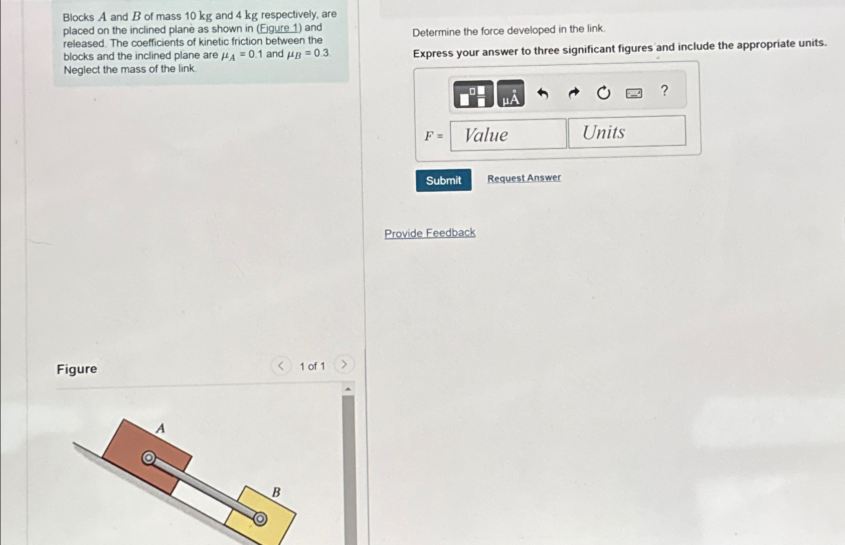 Blocks A and B ﻿of mass 10kg ﻿and 4kg ﻿respectively, | Chegg.com