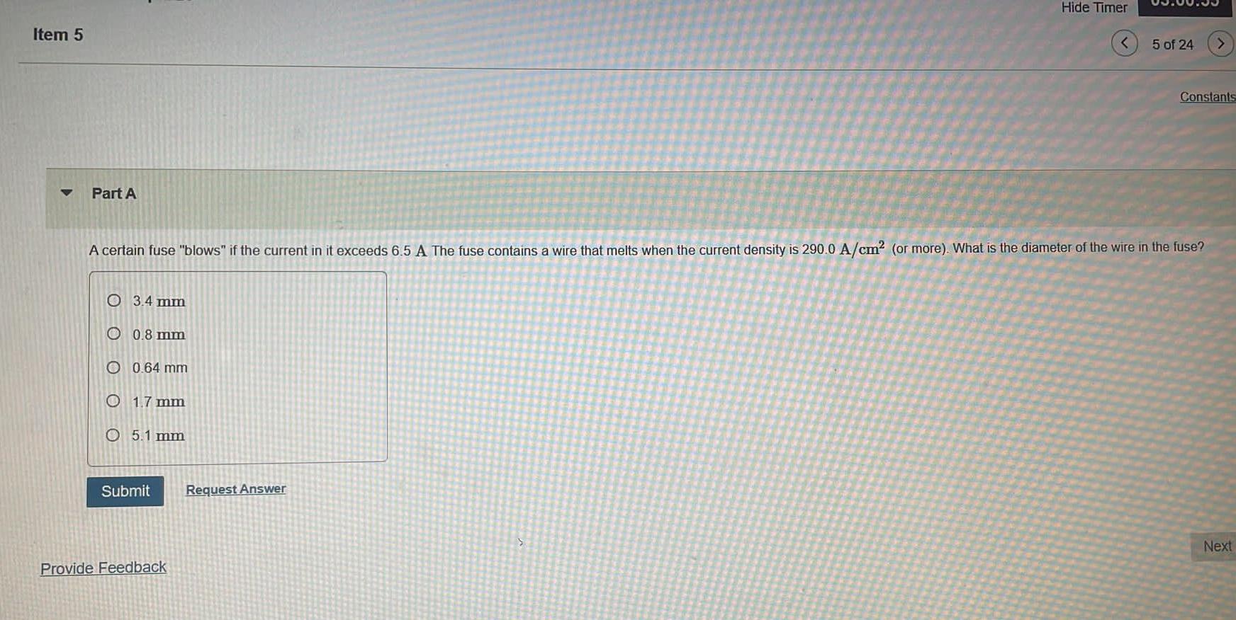 Solved Hide Timer Item 5 5 of 24 Constants Part A A certain | Chegg.com