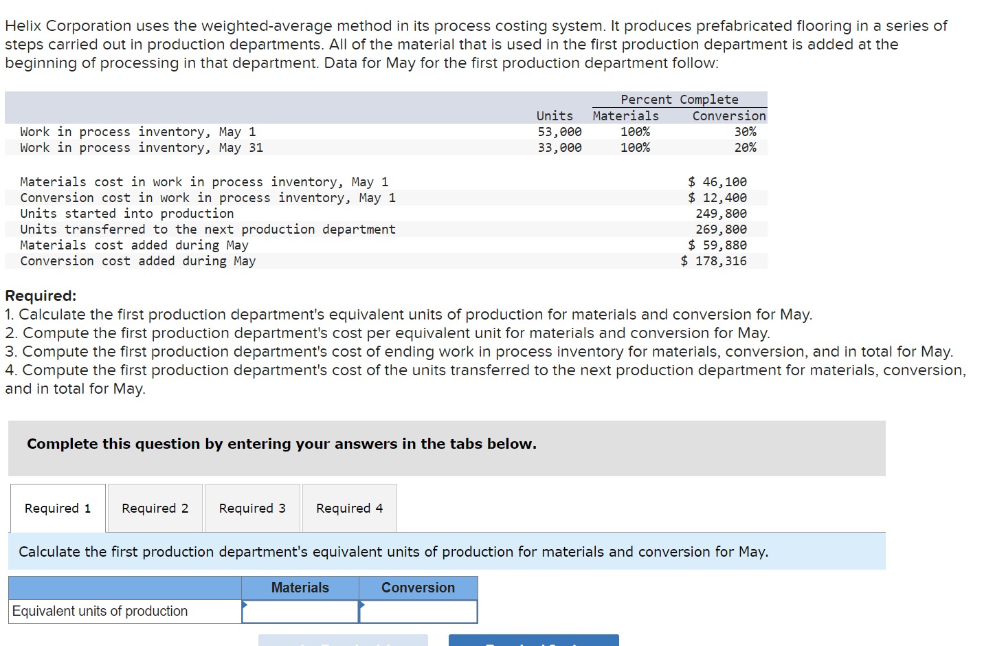 Solved Helix Corporation uses the weighted-average method in | Chegg.com