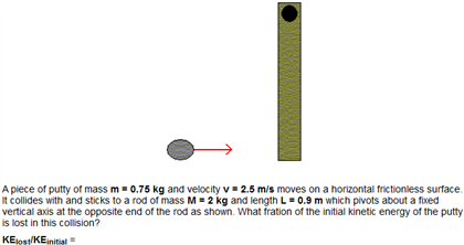 Solved A piece of putty of mass m = 0.75 kg and velocity v = | Chegg.com