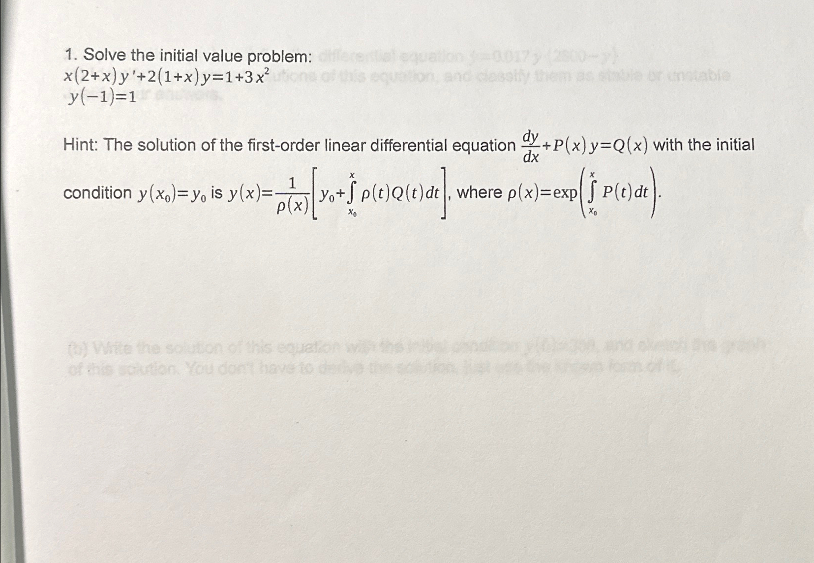 Solved Solve the initial value | Chegg.com