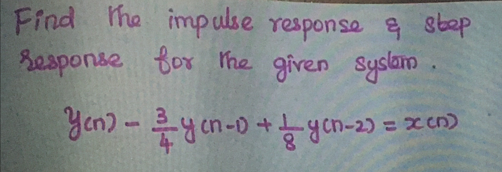 Solved Find the impulse response & step response for the | Chegg.com