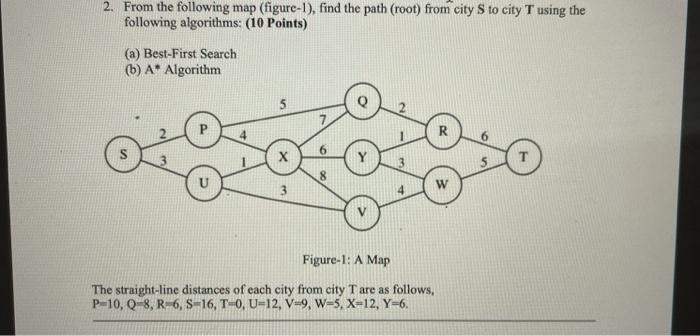 Solved 2. From the following map (figure-1), find the path | Chegg.com