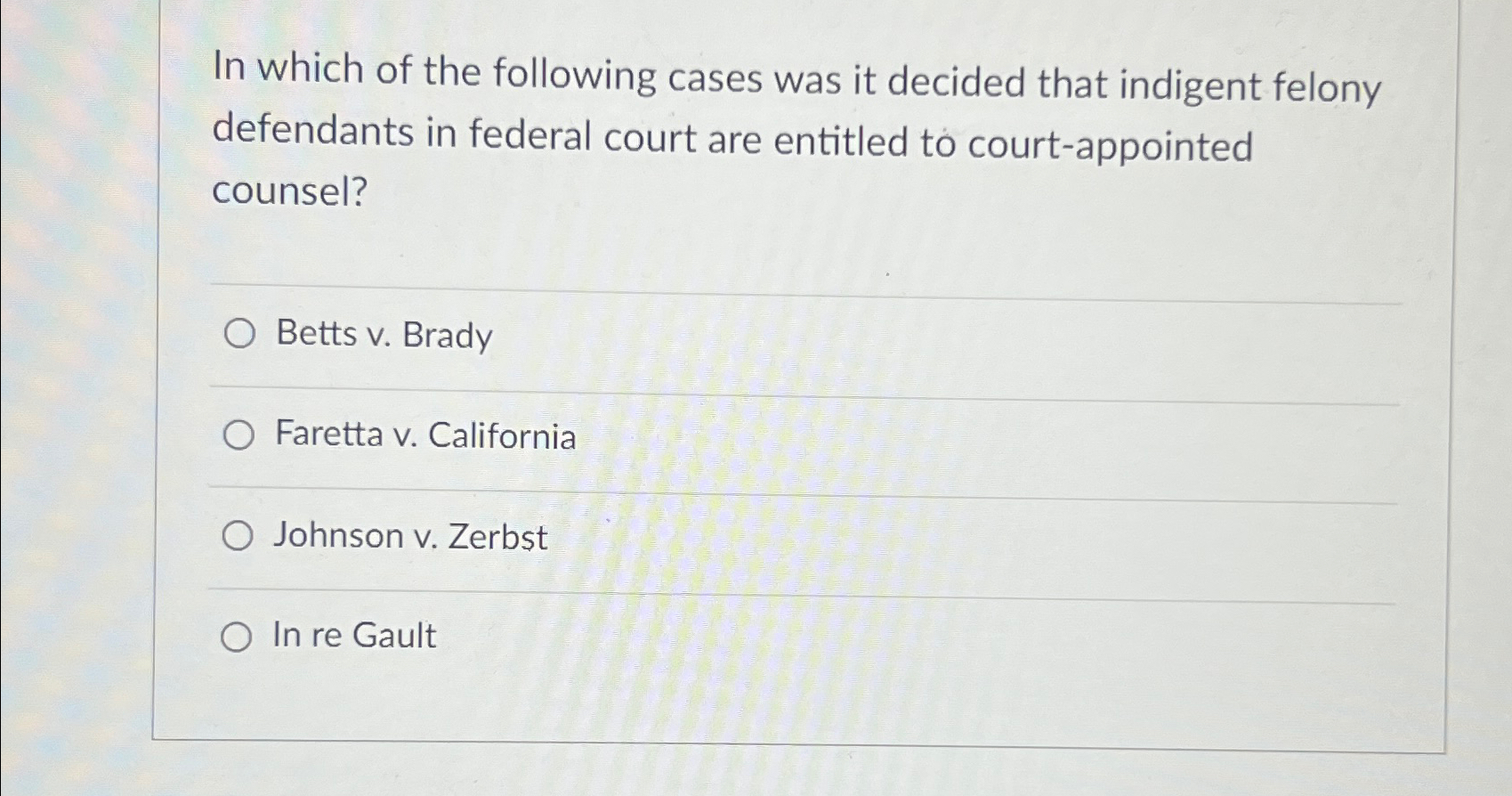 Solved In which of the following cases was it decided that | Chegg.com