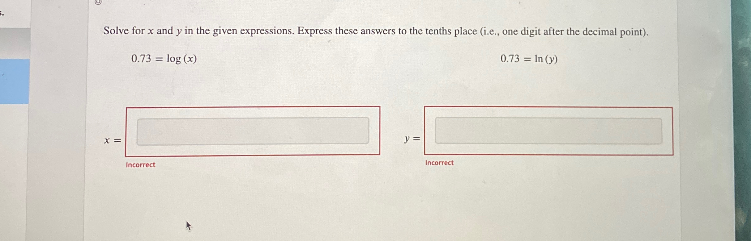 Solved Solve for x ﻿and y ﻿in the given expressions. Express | Chegg.com