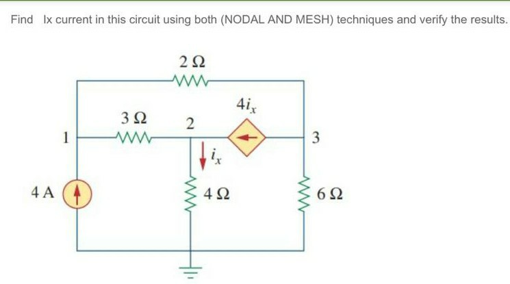 Solved Find Ix current in this circuit using both (NODAL AND | Chegg.com