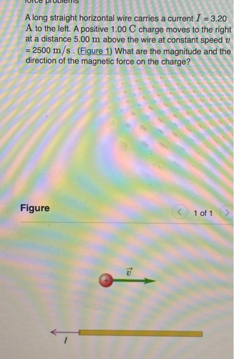 Solved A long straight horizontal wire carries a current I = | Chegg.com