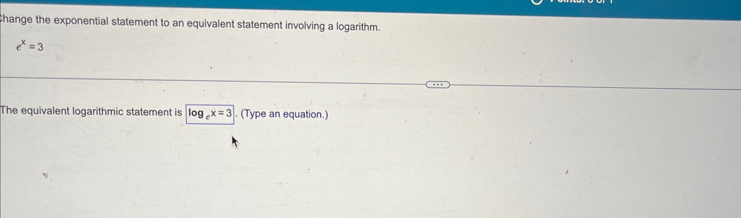 Solved Thange the exponential statement to an equivalent | Chegg.com