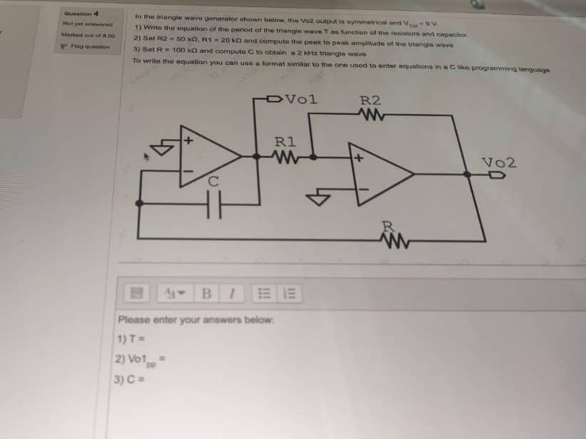 Marhatou in the triangle wave generator shown to the | Chegg.com