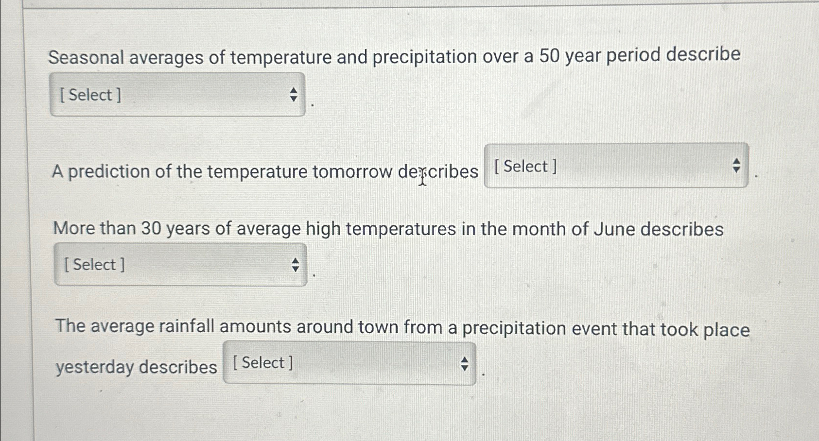 Solved Seasonal averages of temperature and precipitation | Chegg.com