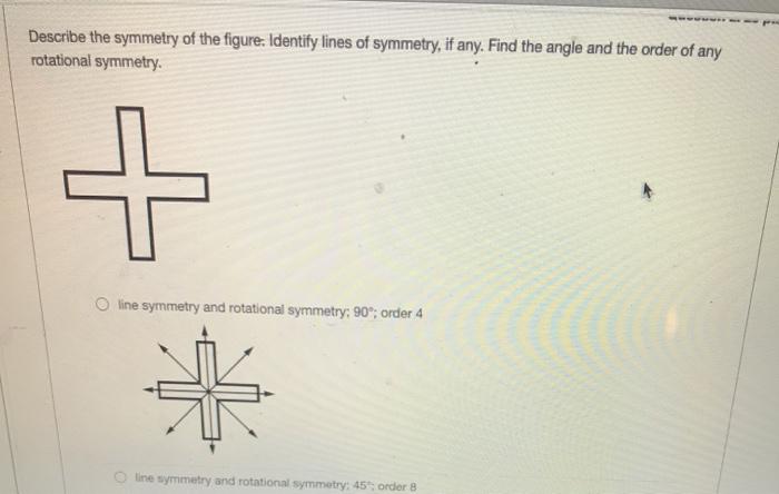 Solved Describe the symmetry of the figure. Identify lines | Chegg.com