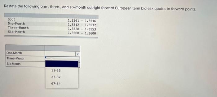 Solved Restate the following one-, three-, and six-month | Chegg.com