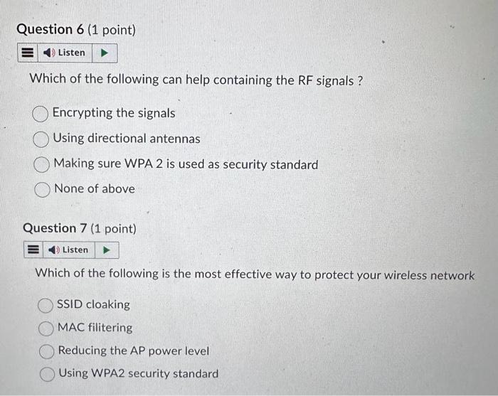 Solved Which of the following can help containing the RF | Chegg.com