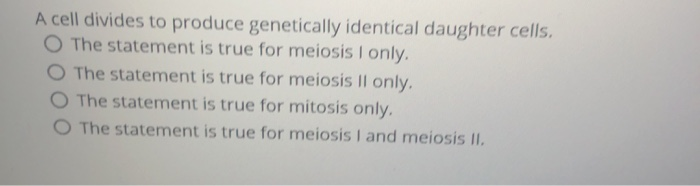 Solved A cell divides to produce genetically identical | Chegg.com