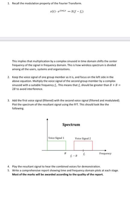 Solved 1. Recall the modulation property of the Fourier | Chegg.com