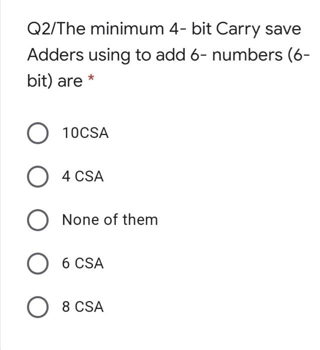Solved 3 points Q1/To Design parallel adder to add 5 numbers | Chegg.com
